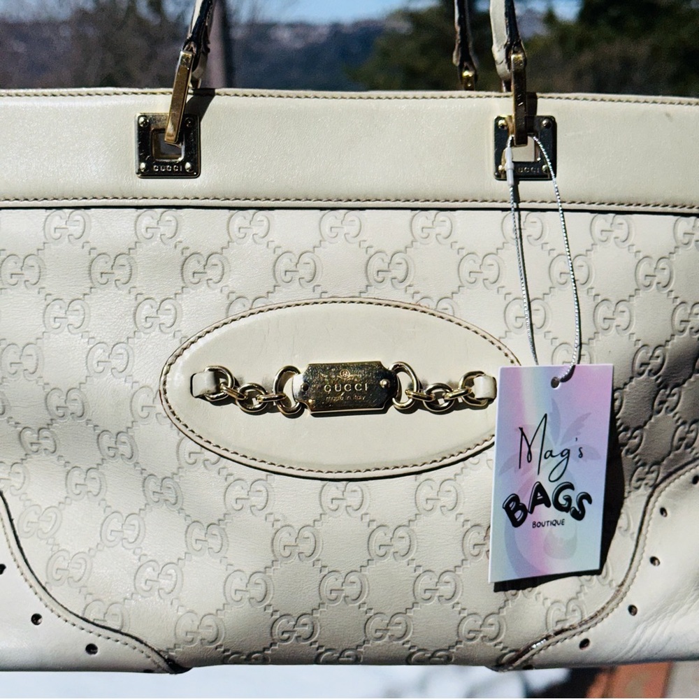 Gucci: Gold Plate Guccissima Gg Monogram Leather Punc… - Gem